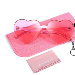 FEISEDY Thick Heart Sunglasses Rimless Heart Shaped Sun Glasses Women Fashion Love Glasses B2419