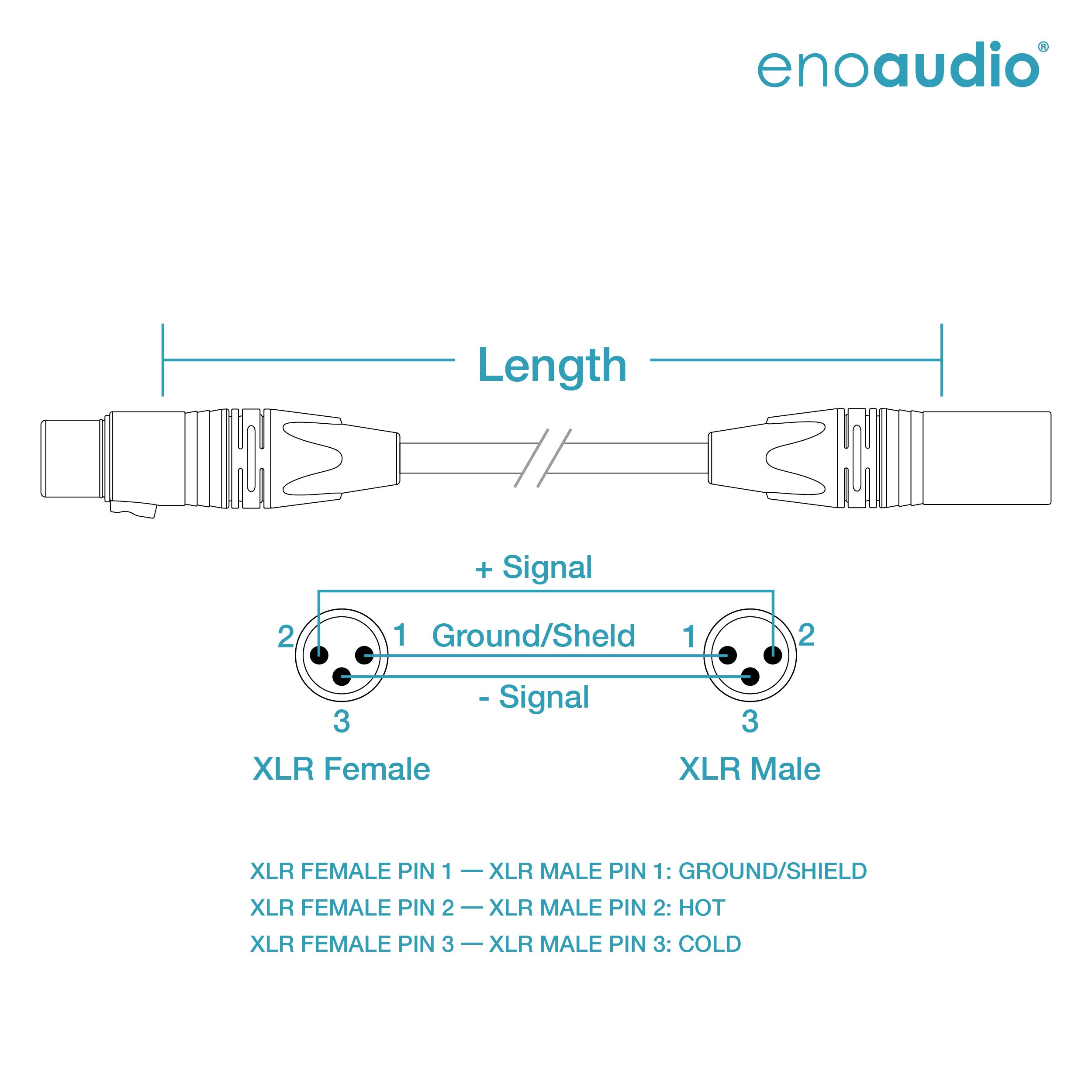 enoaudio Mogami 2534 Quad Pair (L,R) Cable | Neutrik XLR Female - XLR Male | HiFi - 16.40 ft / 5.0 m