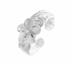 arthur's jewelry 925 sterling silver 8mm hawaiian plumeria flower scroll white cz toe ring