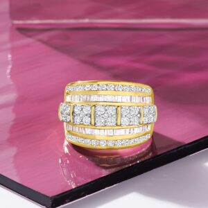 Ross-Simons 2.00 ct. t.w. Baguette and Round Diamond Multi-Row Ring in 18kt Gold Over Sterling. Size 7