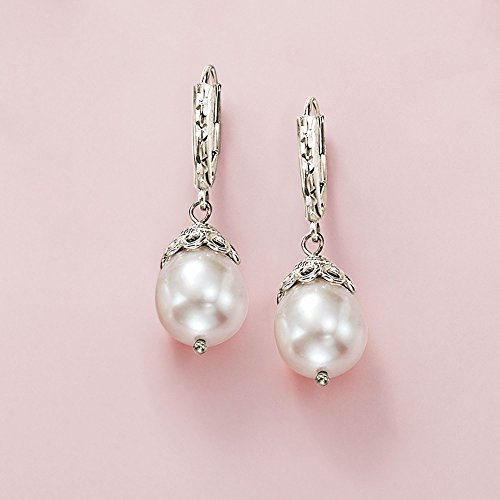 Ross-Simons 10-11mm Cultured Pearl Drop Earrings in Sterling Silver