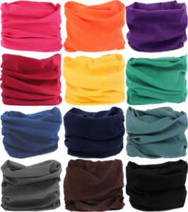 vancrown neck gaiter headband headwear head wrap face mask magic scarf bandana for men and women (12pcs.solid color.4)