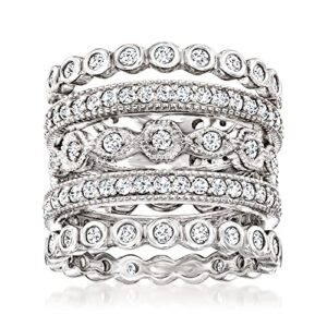 ross-simons 2.50 ct. t.w. cz jewelry set: 5 eternity bands in sterling silver. size 8