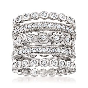 ross-simons 2.50 ct. t.w. cz jewelry set: 5 eternity bands in sterling silver. size 9