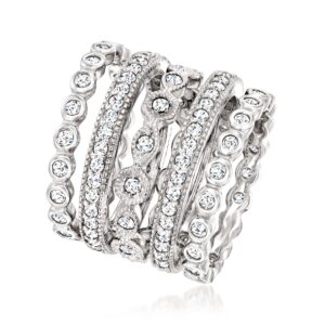 Ross-Simons 2.50 ct. t.w. CZ Jewelry Set: 5 Eternity Bands in Sterling Silver. Size 9