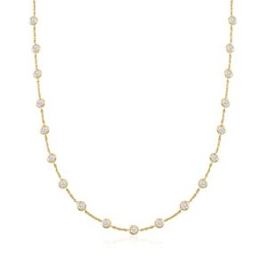 ross-simons 10.00 ct. t.w. bezel-set cz station necklace in 18kt gold over sterling. 16 inches