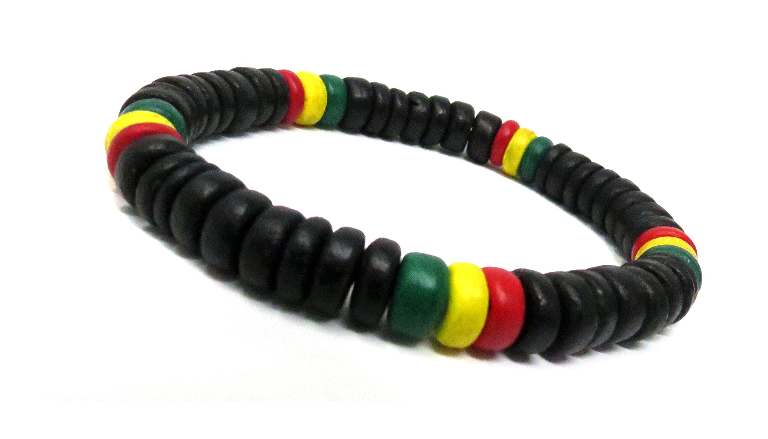 Rasta Bracelet Wood Bracelet Beaded Bracelet - Rasta Bracelet Cotton Handmade Reggae Jewelry Boho