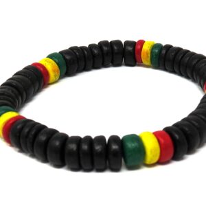 Rasta Bracelet Wood Bracelet Beaded Bracelet - Rasta Bracelet Cotton Handmade Reggae Jewelry Boho