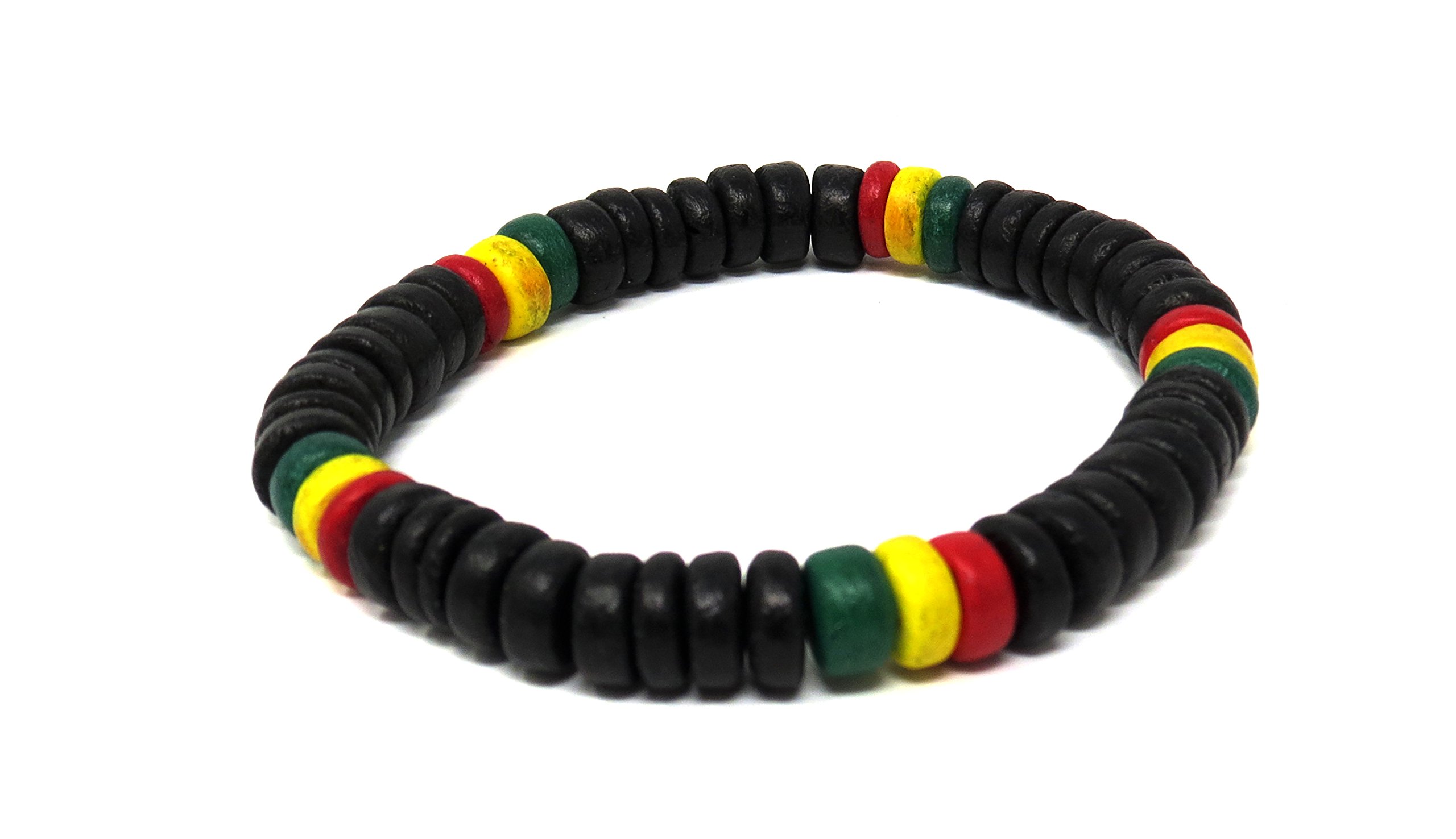 Rasta Bracelet Wood Bracelet Beaded Bracelet - Rasta Bracelet Cotton Handmade Reggae Jewelry Boho