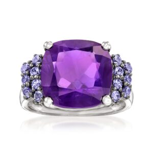 ross-simons 5.50 carat amethyst and .40 ct. t.w. tanzanite ring in sterling silver. size 7