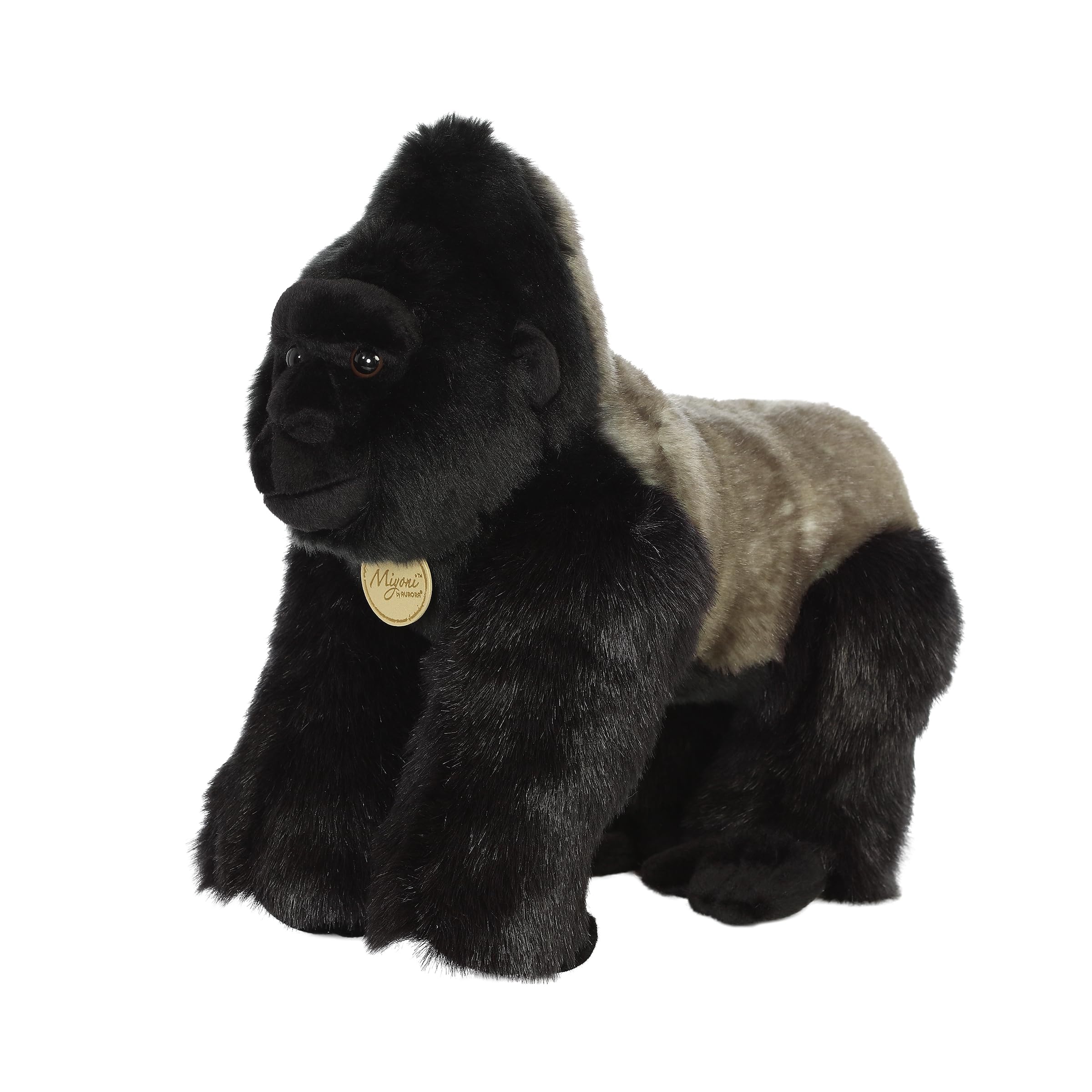 Aurora® Realistic Miyoni® Silverback Gorilla Stuffed Animal - Lifelike Detail - Cherished Companionship - Black 13 Inches