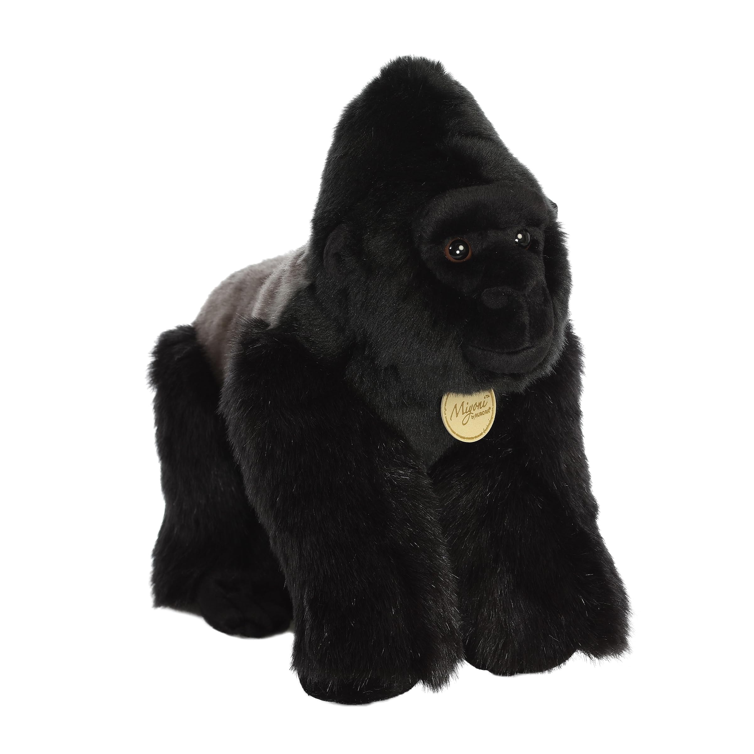 Aurora® Realistic Miyoni® Silverback Gorilla Stuffed Animal - Lifelike Detail - Cherished Companionship - Black 13 Inches