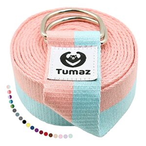 tumaz yoga strap/stretch bands [15+ colors, 6/8/10 feet options] with extra safe adjustable d-ring buckle, durable and comfy delicate texture - best for daily stretching, physical therapy, fitness