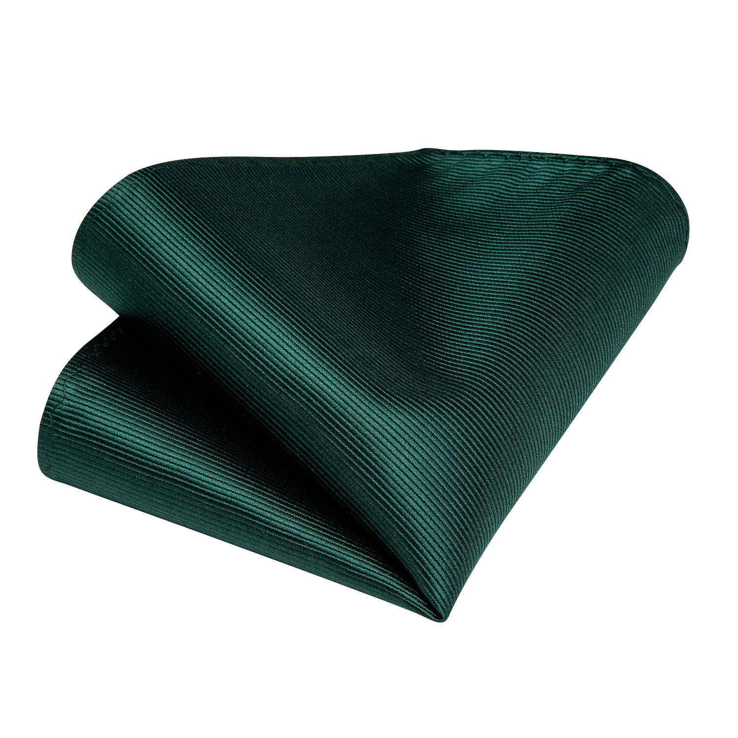 DiBanGu Mens Solid Color Tie and Pocket Square Set Woven Silk Plain Necktie & Handkerchief for Men Wedding Party Formal, Emerald Green