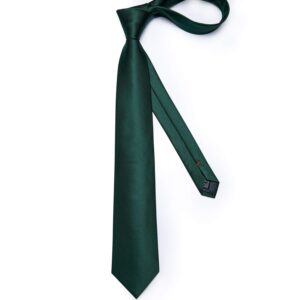 DiBanGu Mens Solid Color Tie and Pocket Square Set Woven Silk Plain Necktie & Handkerchief for Men Wedding Party Formal, Emerald Green