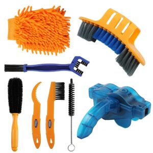 anndason 8 pieces precision bicycle cleaning brush tool including bike chain scrubber, suitable for mountain, road, city, hybrid,bmx bike and folding bike