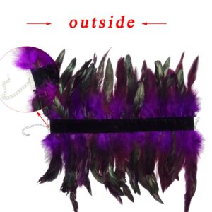 L'vow Gothic Victorian Natural Feather Choker Neck Wrap Collar for Halloween Party(Purple)