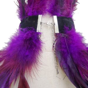 L'vow Gothic Victorian Natural Feather Choker Neck Wrap Collar for Halloween Party(Purple)