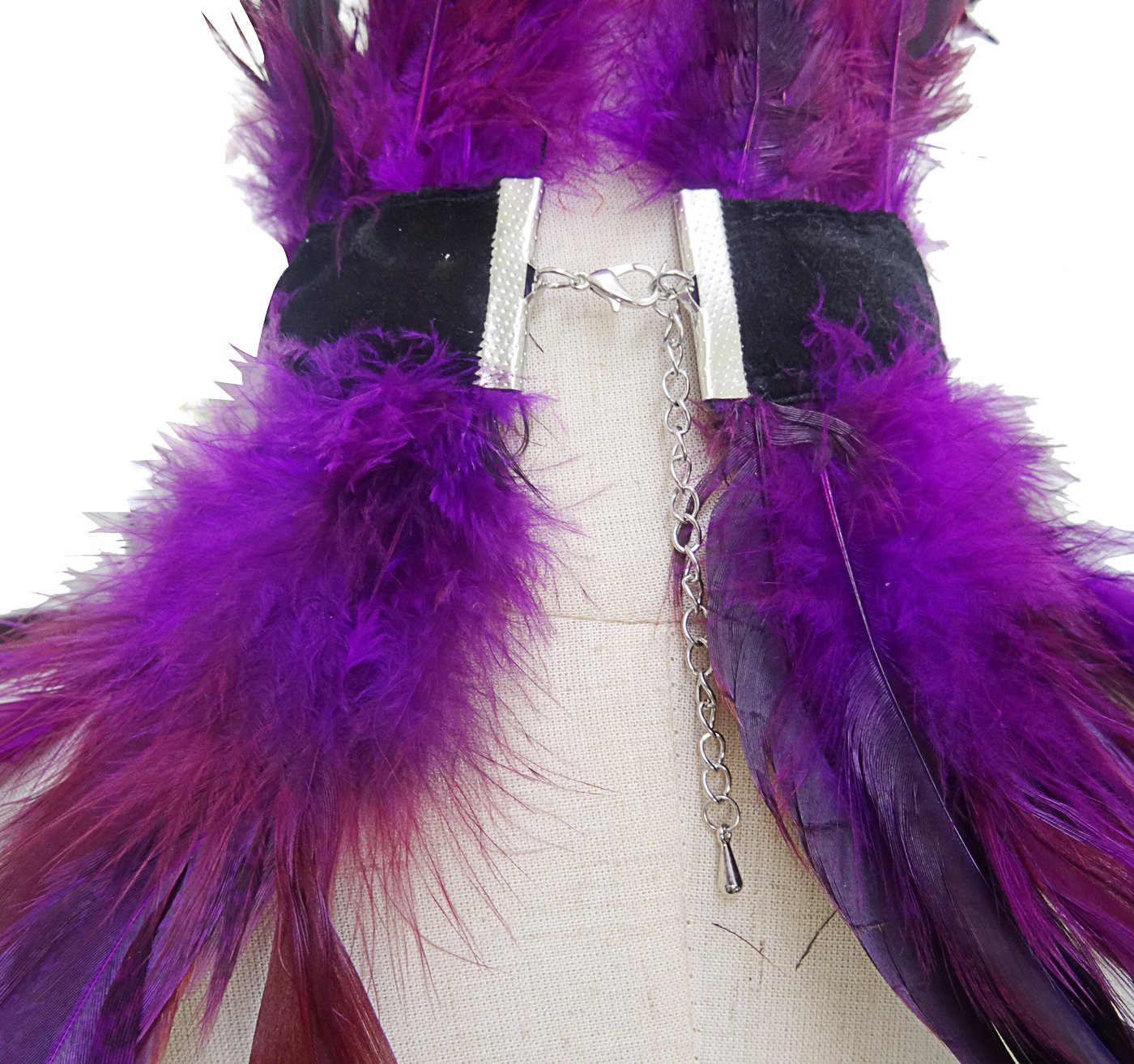 L'vow Gothic Victorian Natural Feather Choker Neck Wrap Collar for Halloween Party(Purple)