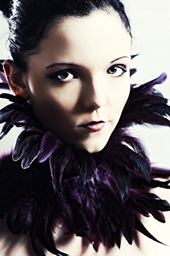 L'vow Gothic Victorian Natural Feather Choker Neck Wrap Collar for Halloween Party(Purple)