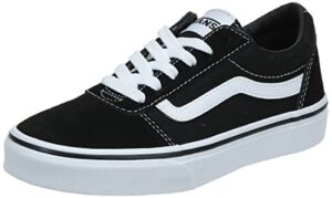 vans men's ward sneaker, black suede canvas black white c24, 14