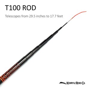 Keiryu Rod Co. T100 Rod. Telescopic 17.7 ft. Keiryu Fly Fishing Rod. Perfect for Euro Nymphing, Dry Flies, and Weighted Rigs. High Performance IM Carbon Rod and Starter Kit.