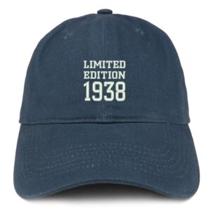 trendy apparel shop limited edition 1938 embroidered birthday gift brushed cotton cap - navy