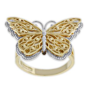 charm america - gold butterfly ring - 10 karat solid gold