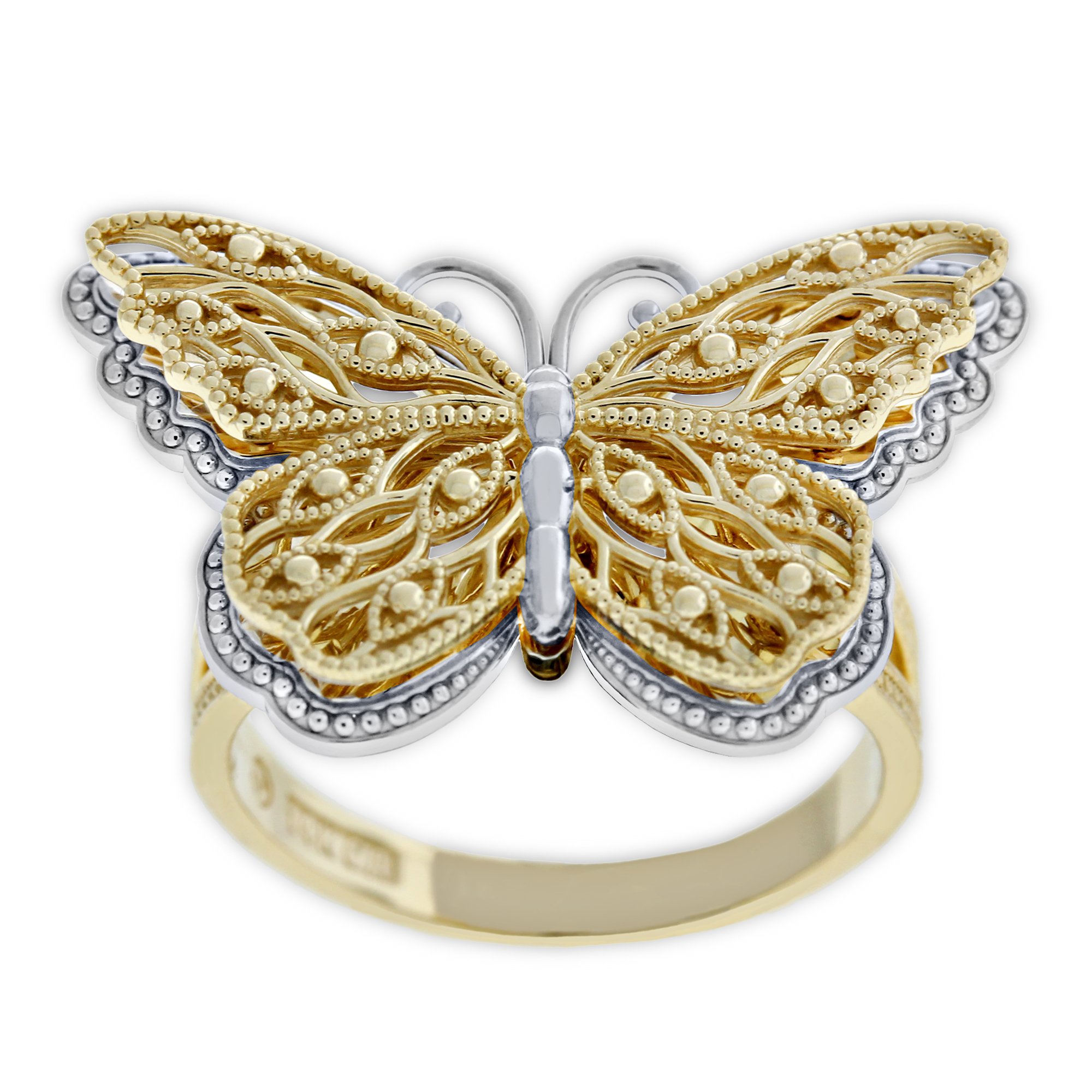 Charm America - Gold Butterfly Ring - 10 Karat Solid Gold