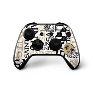 skinit decal gaming skin compatible with xbox one x controller - officially licensed nfl new orleans saints - blast design