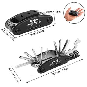 WOTOW Bike Repair Tool Kit - 16 in 1 Bicycle Multitool Portable Mountain Bike Tool Cycling Maintenance, Bike Hex Key Wrench & Bike Tube Patch Kit & Tire Lever & Hard Carrying Case (16 in 1 Tool)