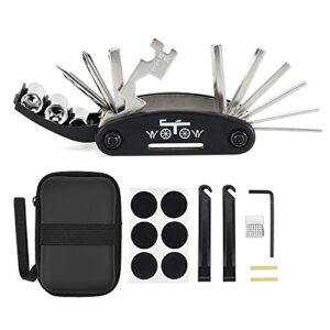 wotow bike repair tool kit - 16 in 1 bicycle multitool portable mountain bike tool cycling maintenance, bike hex key wrench & bike tube patch kit & tire lever & hard carrying case (16 in 1 tool)