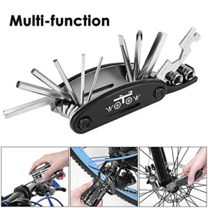 WOTOW Bike Repair Tool Kit - 16 in 1 Bicycle Multitool Portable Mountain Bike Tool Cycling Maintenance, Bike Hex Key Wrench & Bike Tube Patch Kit & Tire Lever & Hard Carrying Case (16 in 1 Tool)