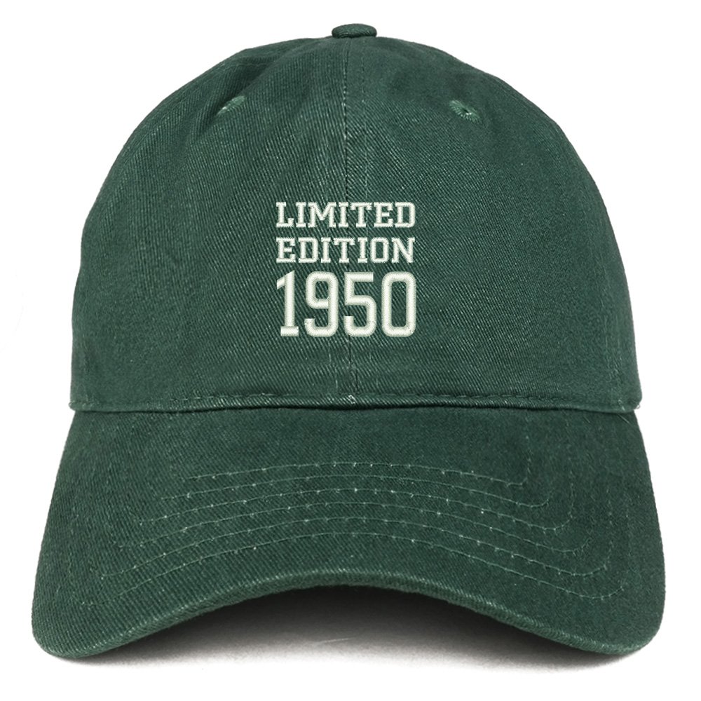 Trendy Apparel Shop Limited Edition 1950 Embroidered Birthday Gift Brushed Cotton Cap - Hunter