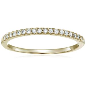 vir jewels 1/6 cttw micro pave diamond wedding band for women in 10k yellow gold prong set, size 7.5