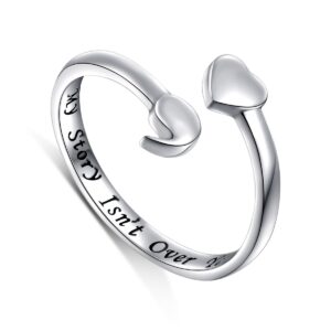 s925 sterling silver my story isn't over yet heart semicolon ring size 4-11 (a, 7)