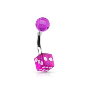 covet jewelry arcrylic dice 316l surgical steel belly button rings (purple)