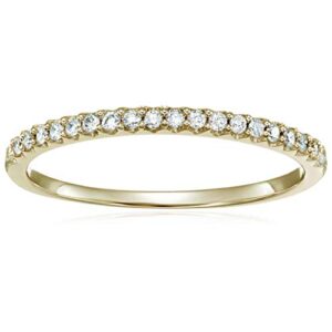 vir jewels 1/10 cttw mircopave petite round diamond wedding band for women in 10k yellow gold prong set, size 6.5