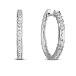 natalia drake 1/10 cttw small hoop diamond earrings for women in rhodium plated 925 sterling silver