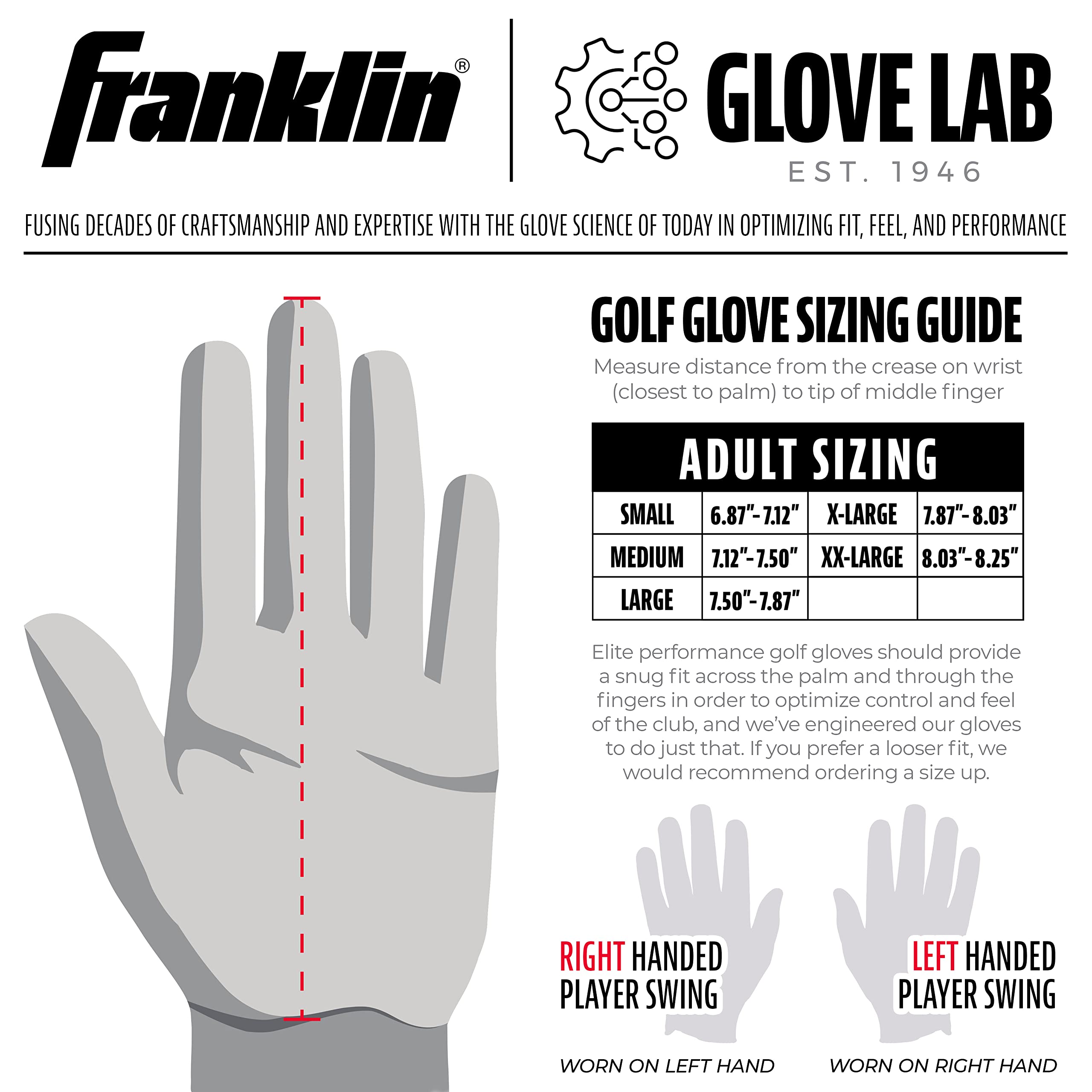 Franklin Sports Premier Leather Golf Glove - Men's Large - Left hand