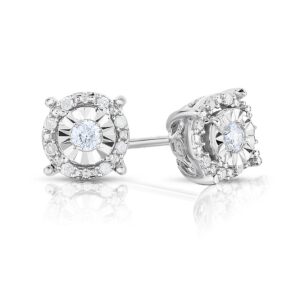 natalia drake 1/4 cttw round diamond stud earrings for women set in rhodium plated 925 sterling silver stud halo color ij/clarity i2-i3