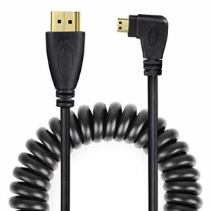 ucec micro hdmi to hdmi cable - left angled spring - durable coil for tvs, monitors, and gaming consoles,6.5ft