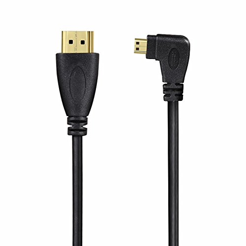 UCEC Micro HDMI to HDMI Cable - Left Angled Spring - Durable Coil for TVs, Monitors, and Gaming Consoles,6.5FT