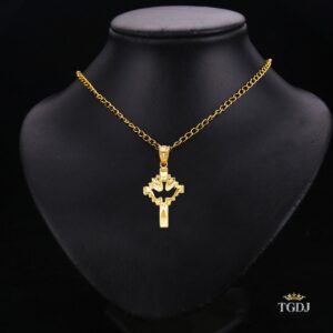 14k Yellow Gold Religious Cross with Holy Spirit Dove Pendant