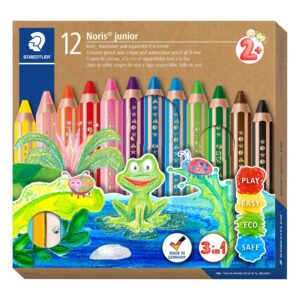 staedtler noris junior 3-in-1 colouring pencil pack of 12 assorted colours + sharpener