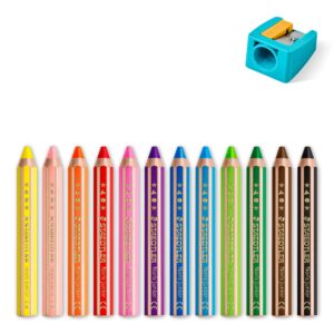 STAEDTLER Noris junior 3-in-1 colouring pencil pack of 12 assorted colours + sharpener