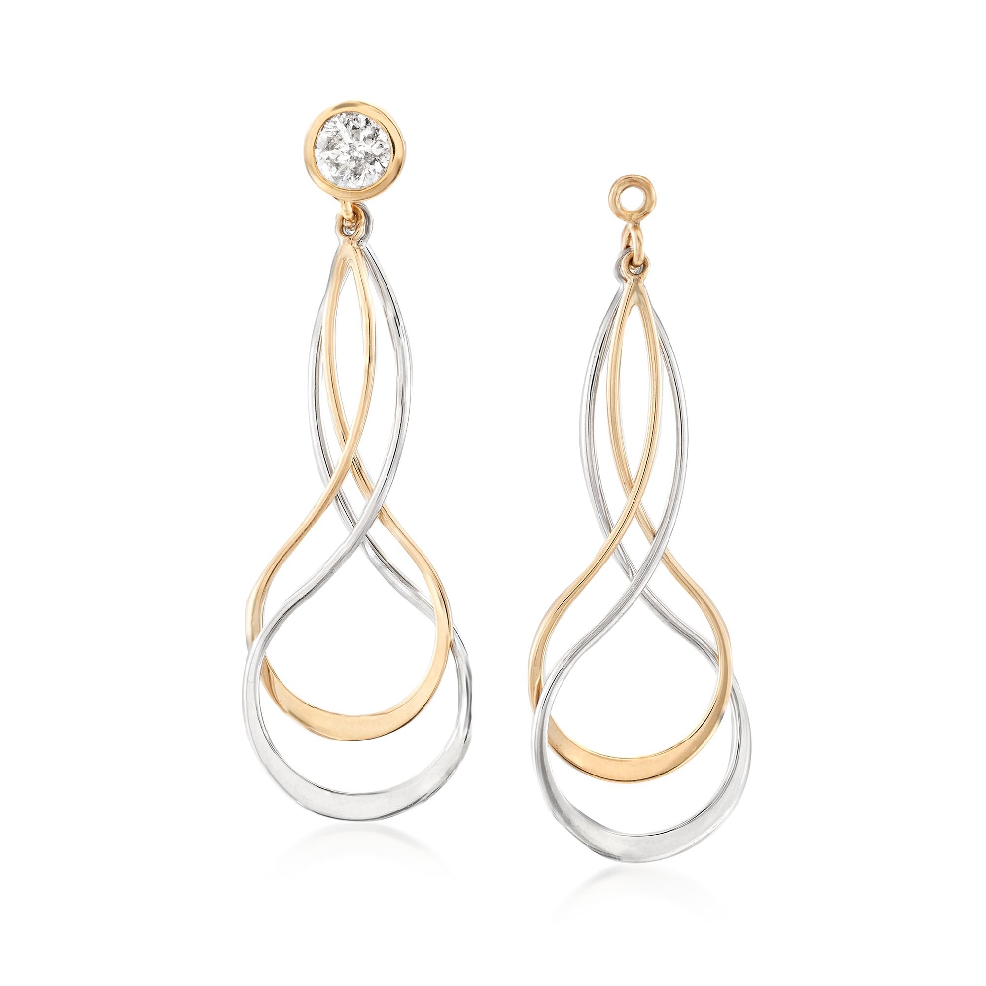 Ross-Simons Sterling Silver and 14kt Yellow Gold Earring Jackets