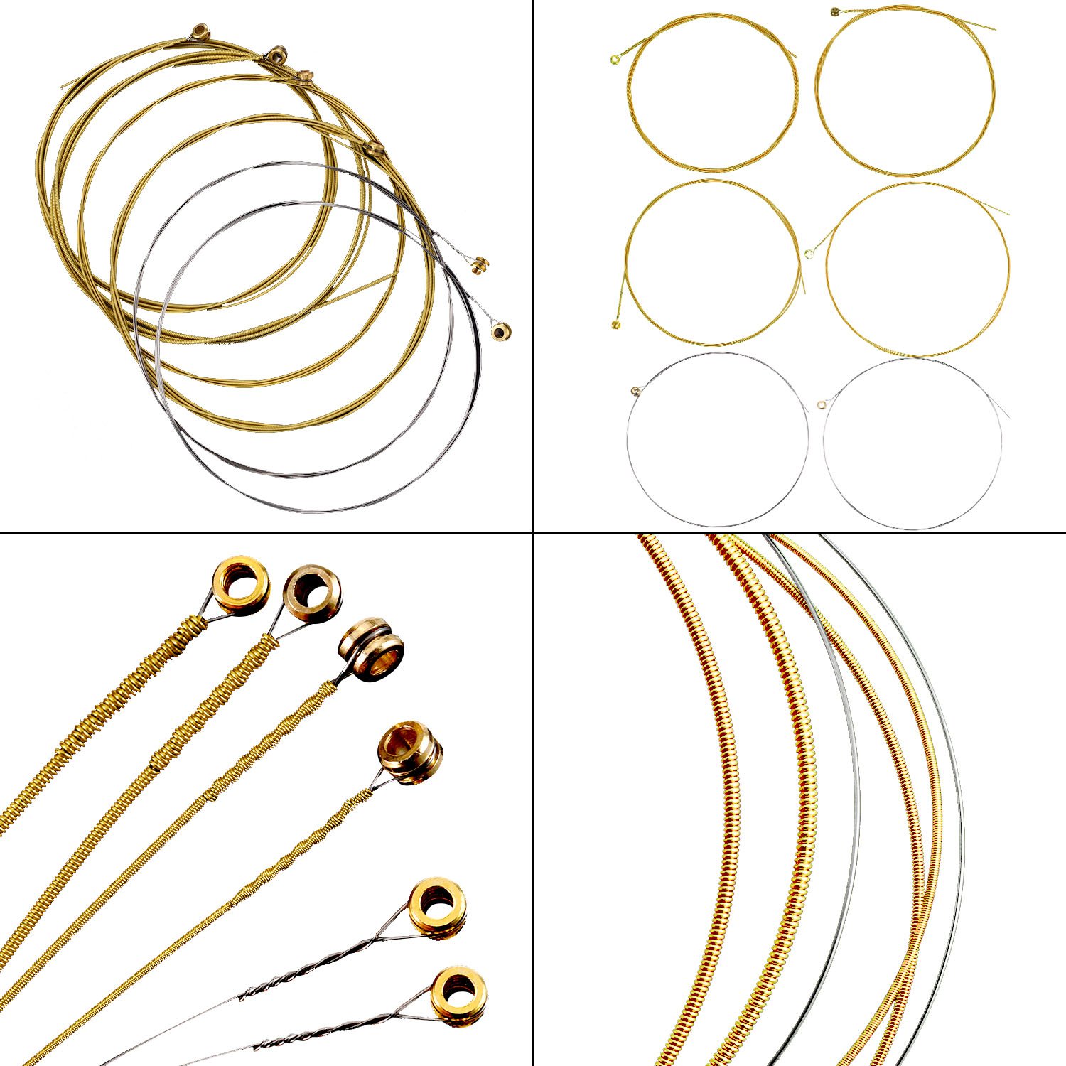 Bememo 3 Sets of 6 Guitar Strings Replacement Steel String for Acoustic Guitar Spare Strings for Beginner Guitarists (1 Brass Set, 1 Copper Set and 1 Multicolor Set)