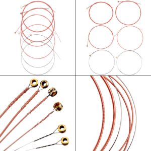 Bememo 3 Sets of 6 Guitar Strings Replacement Steel String for Acoustic Guitar Spare Strings for Beginner Guitarists (1 Brass Set, 1 Copper Set and 1 Multicolor Set)