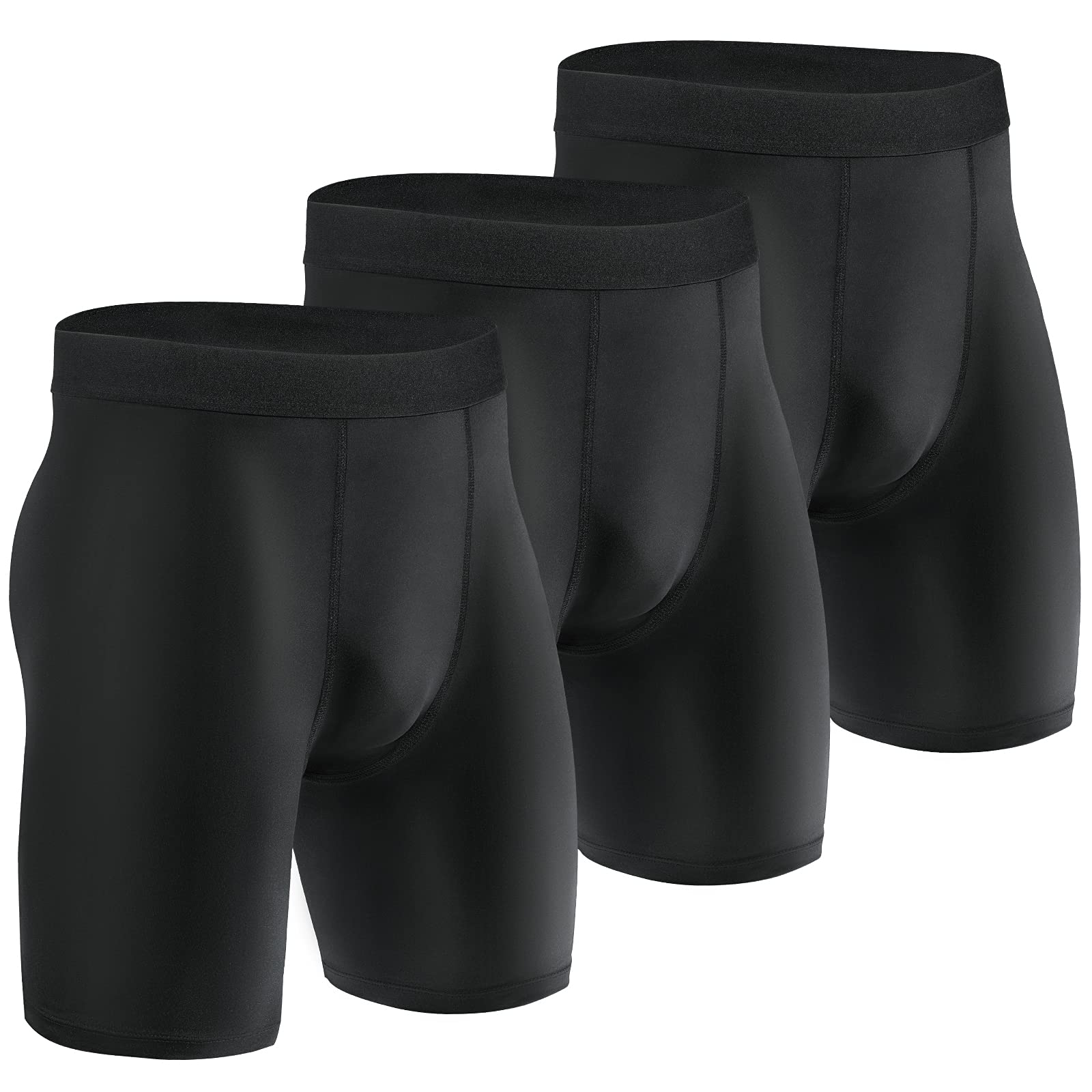 Niksa 3 Pack Compression Shorts Men Quick Dry Black Performance Athletic Shorts-L